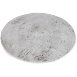 Fellteppich Gino Falcone "Kuschelteppich Chiara", silber (silberfarben), H:30mm &Oslash;:120cm, Polyester, Teppiche, Fellteppich, Kunstfell, Kaninchenfell-Haptik, besonders weicher Langflor