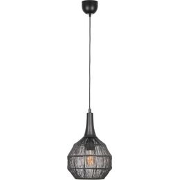 Trio LEUCHTEN Pendelleuchte "SORAYA, 1-flammige H&auml;ngelampe mit Drahtgeflecht Lampenschirm", schwarz matt, 1, &Oslash; 26cm H: 150cm, 1 Stk., Leuchten, exkl 1xE27 max 10W H&ouml;he bis 150 cm einstellbar H&auml;ngeleuchte Wohnzimmer, Pendelleuchte