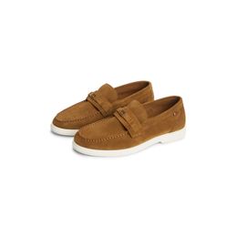 Loafer Tommy Hilfiger "LIGHT SUEDE FLAG HARDWARE LOAFER", Herren, Gr. 40, braun, Veloursleder, Schuhe Loafer, Slipper, Schlupfschuh, mit modischem Zierriegel und Ziern&auml;hten
