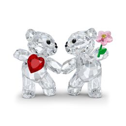 Dekofigur Swarovski "Kristallfigur "LIEBE" Kris B&auml;r Zusammen gl&uuml;cklich", bunt (kristallwei&szlig;, rot, ros&eacute;, gr&uuml;n, schwarz), Dekofiguren, B/H/T: 5,5cm x 4,5cm x 3,5cm, Metall, Swarovski Kristall, Swarovski Kristall mit schwarzem Emaille, B:5,5cm H:4,5cm T:3,5cm