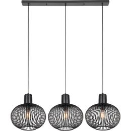 Trio LEUCHTEN Pendelleuchte "GILA, 3-flammige H&auml;ngelampe, Gitter Optik Metall exkl 3x E27 max 10W", schwarz matt, 3, H: 150cm, 1 Stk., Leuchten, 120cm breit, H&ouml;he bis 150cm einstellbar, H&auml;ngeleuchte K&uuml;che Wohnzimmer, Pendelleuchte