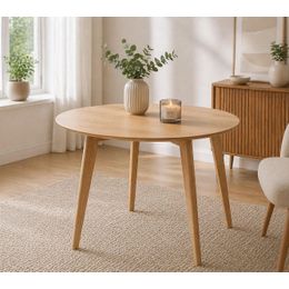 Esstisch ACTONA GROUP "Roxby rund &Oslash;105 &ndash; kompakt, robust & pflegeleicht, zeitloses Design", beige (natur, eiche natur), B:105cm H:76cm T:105cm, Tische, Runde Esstische Esstisch Holz-Esstische