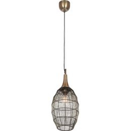 Trio LEUCHTEN Pendelleuchte "SORAYA, 1-flammige H&auml;ngelampe mit Drahtgeflecht Lampenschirm", gold (antik messing), 1, &Oslash; 26cm H: 150cm, 1 Stk., Leuchten, exkl 1xE27 max 10W H&ouml;he bis 150 cm einstellbar H&auml;ngeleuchte Wohnzimmer, Pendelleuchte