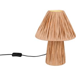 REALITY LEUCHTEN Tischleuchte "ANEA, Tischlampe mit Schnurschalter, exkl 2x E14 max 10W &Oslash; 24cm", natur, braun, 2, &Oslash; 24cm H: 31cm, 1 Stk., Leuchten, H&ouml;he 31cm, mit 2 Fassungen: im Lampenschirm + im Leuchtenfu&szlig;, Tischleuchte