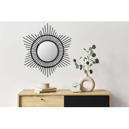 Wandspiegel Kayoom "Rattan Spiegel Aina 435", schwarz, B:70cm H:70cm &Oslash;:70cm, Spiegelglas, Spiegel, Wandspiegel