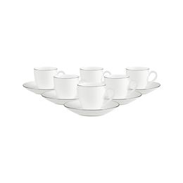 Villeroy & Boch Tasse VILLEROY & BOCH "Mokka-/Espressoobertassen mit Untertassen Anmut Platinum No.1 60 ml 6er Set wei&szlig;", wei&szlig;, Porzellan, Trinkgef&auml;&szlig;e, Tasse