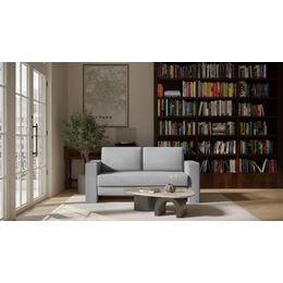 BRUNO Schlafsofa 140cm in Silver Grey | stabiles Massivholz & Boxspringkomfort