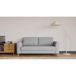 BRUNO Schlafsofa 160cm in Silver Grey | stabiles Massivholz & Boxspringkomfort