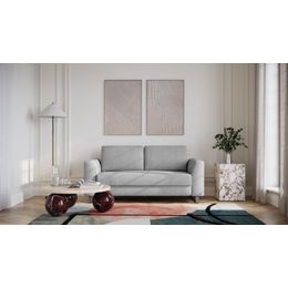 BRUNO Schlafsofa 140cm in Silver Grey | stabiles Massivholz & Boxspringkomfort
