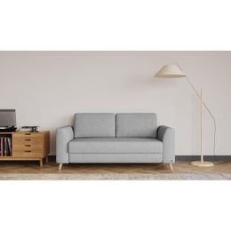 BRUNO Schlafsofa 140cm in Silver Grey | stabiles Massivholz & Boxspringkomfort
