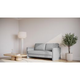 BRUNO Schlafsofa 160cm in Silver Grey | stabiles Massivholz & Boxspringkomfort
