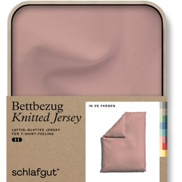 Bettbezug Schlafgut "Premium Bettbezug Knitted Jersey (1 St)", lila (lila mid), L:200cm, Jersey, Obermaterial: 95% Baumwolle, 5% Elasthan, Bettbez&uuml;ge, Ton-in-Ton Rei&szlig;verschluss, Bio-Baumwolle mit Elasthan, Uni, OEKO Tex
