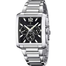 Chronograph Festina, silber (silberfarben, schwarz), Armbanduhren, Herren, Chronograph, Armbanduhr, Quarzuhr, Herrenuhr, Stoppfunktion, Edelstahlarmband