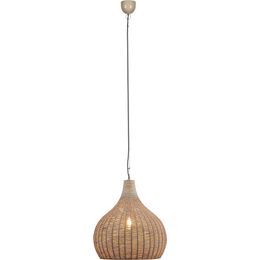 Trio LEUCHTEN Pendelleuchte "JANNE, gro&szlig;e H&auml;ngelampe mit Juteschirm Korb Optik &Oslash; 54cm H&ouml;he 183 cm", natur, 1, &Oslash; 54cm H: 183cm, 1 Stk., Leuchten, exkl 1x E27 max 10W, H&auml;ngeleuchte K&uuml;che Schlafzimmer Esszimmer, Pendelleuchte
