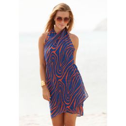 Strandrock Buffalo, Damen, Gr. 1, bunt (blau, orange bedruckt), Chiffon, Obermaterial: 100% Polyester, bedruckt, figurumspielend kurz, R&ouml;cke Strandrock, mit grafischem Druck