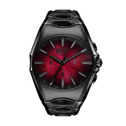 Chronograph Diesel "D-CURVE", schwarz (schwarz, rot), Armbanduhren, Herren, Chronograph, Quarzuhr, Armbanduhr, Herrenuhr, Edelstahlarmband, analog