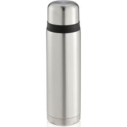 Isolierflasche Leifheit "Coco", silber (silberfarben, schwarz), 1.000ml, Edelstahl, Trinkflaschen, Isolierflasche