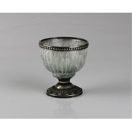 Windlicht AM Design "aus Glas", grau, B:8cm H:9cm, Glas, Kerzenhalter, Windlicht, 2er Set, BxH: 8x9 cm