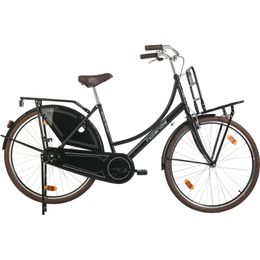 Hollandrad HOLLANDIA "Royal Dutch" Gr. 49, schwarz (schwarz, schwarz), Fahrr&auml;der, Damen, 49cm, 28 Zoll (71,12cm) hinten: 28 Zoll (71,12cm)
