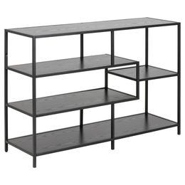 B&uuml;cherregal ACTONA GROUP "Seaford - Mehrzweckregal & Raumteiler, modern, Metall", schwarz, B:114cm H:78cm T:35cm, Stahl, Regale, B&uuml;cherregal, Asymmetrisch, stabil & viel Stauraum, zeitloses Design, 6 Regalb&ouml;den