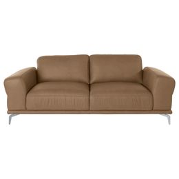 2,5-Sitzer W.Schillig "montanaa Design Sofa mit erstklassigem Sitzkomfort, Federkern", braun (fango z69), B:212cm H:78cm T:94cm, Sofas, mit Metallf&uuml;&szlig;en in Silber matt, Breite 212 cm