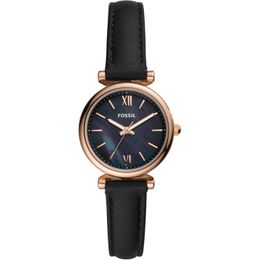 Quarzuhr Fossil "CARLIE MINI", schwarz, Armbanduhren, Damen, Quarzuhr, Armbanduhr, Damenuhr, Lederarmband