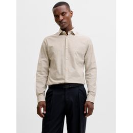 Jack & Jones Langarmhemd JACK & JONES "JPRBLAPARKER HEATHER L/S SHIRT STYD", Herren, Gr. L, N-Gr, ancient scroll, Web, Obermaterial: 100% Baumwolle, unifarben, slim fit normal, ohne Ausschnitt, 1-Knopf-Manschette, Hemden, Baumwolle, slim fit