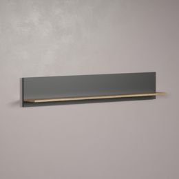 Wandboard Home Affaire "Estepona", anthrazit und eichefarben, B:150cm H:25cm T:18cm, Holzwerkstoff, Regale, Wandboard, Wandboard mit Ablage - (B/T/H) 150/18/25 cm