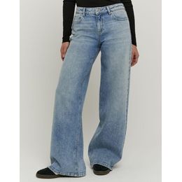 Loose-fit-Jeans Tally Weijl "SPADEWACKIE5", Damen, Gr. 34, N-Gr, denim blau, ehlm, Denim/Jeans, Obermaterial: 99% Baumwolle, 1% Elasthan, Abriebeffekte, loose fit lang, Jeans, Baumwollmischung, Mid Waist