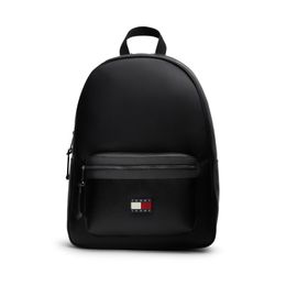 Rucksack Tommy Jeans "TJM ELEVATED PU BACKPACK", Gr. B/H/T: 31cm x 44cm x 12cm, schwarz, Lederimitat, Rucks&auml;cke Rucksack, Unisex Freizeitrucksack, Businessrucksack mit Logo-Aufn&auml;her