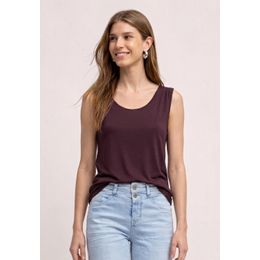 Shirttop Street One, Damen, Gr. 36, braun (rustic rouge), Jersey, Obermaterial: 95% Viskose, 5% Elasthan, unifarben, normal h&uuml;ftbedeckend, V-Ausschnitt, Tops Shirttop, Sommertop mit Elastiksaum