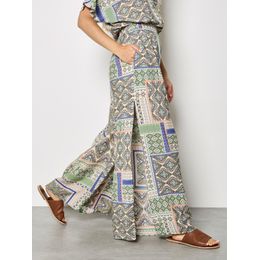 Stoffhose Apricot "Hose", Damen, Gr. S (36), N-Gr, beige (stein), gewebt, Obermaterial: 90% Viskose LENZING ECOVERO CV LenzEcov. 10% Nylon NY., gemustert, Hosen Stoffhose, mit weitem Bein