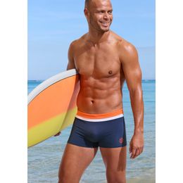 Boxer-Badehose Chiemsee, Herren, Gr. 4, N-Gr, blau (marine, orange), Recycling-Polyamid, unifarben mit Farbeinsatz, Badehosen, mit farblich abgesetztem Bund