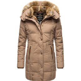Wintermantel Marikoo "Lieblings Jacke", Damen, Gr. XS (34), grau (taupe), Oberstoff: 100% Polyester. Futter: 100% Polyester. Wattierung: 100% Polyester. &Auml;rmelfutter: 100% Polyester. Kunstpelz: 90% Polyacryl, 10% Polyester, tailliert Po-bedeckend, &Auml;rmel ohne &Auml;rmelschlitz Rippstrickb&uuml;ndchen, M&auml;ntel Wintermantel, stylischer Winter Steppmantel m. Kunstpelz-Kapuze