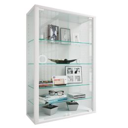 Wandregal Vcm "Wandvitrine H&auml;ngevitrine Glasvitrine Glas Udina L", wei&szlig;, B:60cm T:25cm, Regale, Wandregal