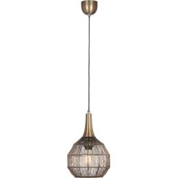Trio LEUCHTEN Pendelleuchte "SORAYA, 1-flammige H&auml;ngelampe mit Drahtgeflecht Lampenschirm", antik messing, 1, &Oslash; 26cm H: 150cm, 1 Stk., Leuchten, exkl 1xE27 max 10W H&ouml;he bis 150 cm einstellbar H&auml;ngeleuchte Wohnzimmer, Pendelleuchte