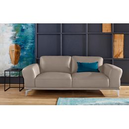 2,5-Sitzer W.Schillig "montanaa Design Sofa mit erstklassigem Sitzkomfort, Federkern", braun (stone z59), B:212cm H:78cm T:94cm, Sofas, mit Metallf&uuml;&szlig;en in Silber matt, Breite 212 cm