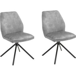 Esszimmerstuhl MCA furniture "Ottawa", grau (grau, metall schwarz matt lackiert, grau), B:54cm H:89cm T:64cm, 100% Polyester, St&uuml;hle, Esszimmerstuhl, Vintage Veloursoptik mit Keder, Stuhl belastbar bis 120 Kg