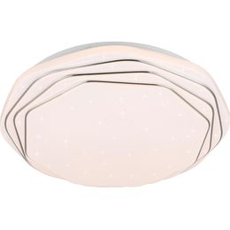 REALITY LEUCHTEN LED Deckenleuchte "DIZZY, LED Deckenlampe mit Fernbedienung und Starlight Cover, &Oslash; 38cm", wei&szlig;, 1, &Oslash; 38cm H: 7cm, 1 Stk., Leuchten, CCT 2700-6500K warmwei&szlig; - kaltwei&szlig;, dimmbar LED 22W 2600 Lumen, LED Deckenleuchte