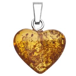 Kettenanh&auml;nger OSTSEE-SCHMUCK "OSTSEE-SCHMUCK Anh&auml;nger Herz 16 mm Silber 925/000", wei&szlig;, Schmuckanh&auml;nger, Damen, 25 x 16mm, Bernstein, 1,2 g, Kettenanh&auml;nger