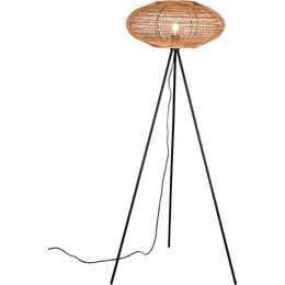 Trio LEUCHTEN Stehlampe "HEDDA, Dreibein Stehleuchte mit Sisal Schirm, exkl 1xE27 max 40W", schwarz (schwarz matt natur), 1, &Oslash; 52cm H: 150cm, 1 Stk., Leuchten, Stehlampe 150cm mit Fu&szlig;schalter, Sisalgeflecht Leuchtmittel wechselbar, Stehlampe
