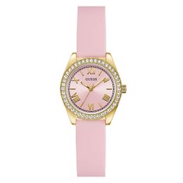 Quarzuhr Guess "Guess-MINI LUNA GLITZ", rosa, Armbanduhren, Damen, Quarzuhr, Armbanduhr, Damenuhr, Silikonarmband, analog