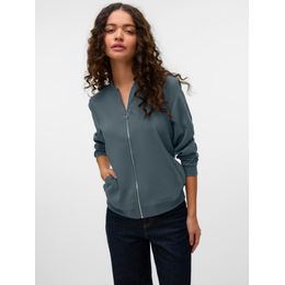 V&eacute;ro Moda Bomberjacke VERO MODA "VMCOCO L/S BOMBER NOOS", Damen, Gr. M (38), grau (stormy weather), Web, Obermaterial: 96% Polyester, 4% Elasthan, unifarben, regular fit normal, Rundhals, Rippb&uuml;ndchen, Jacken Bomberjacke, in modisch kurzer Form, mit Stretch