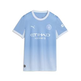 Trainingsshirt Puma "Manchester City 26/27 Heimtrikot Damen", Damen, Gr. L, team light blau icy, Obermaterial: 100% Polyester. Rippe: 100% Polyester. Einsatz: 100% Polyester, regular fit, Rundhals, Shirts