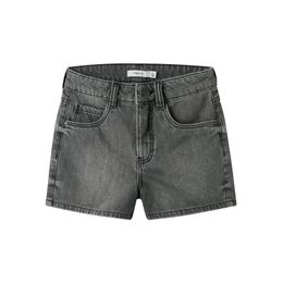 Jeansshorts name it "NKFROSE MOM DNM SHORTS 1141-MJ NOOS", M&auml;dchen, Gr. 128, N-Gr, medium grau denim, Denim/Jeans, Obermaterial: 100% Baumwolle, unifarben, kurz, Jeans Jeansshorts, Baumwolle, high waist, Used Look