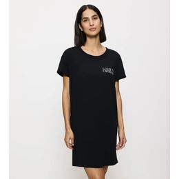 Nachthemd Triumph "Nightdresses NDK X", Damen, Gr. 48, N-Gr, schwarz, Jersey, Obermaterial: 100% Baumwolle. Besatz: 97% Baumwolle, 3% Elasthan, unifarben, bequem kniefrei, Rundhals, Kleider Nachthemd, weich, atmungsaktiv, gerippter Rundhalsausschnitt, Kurzarm