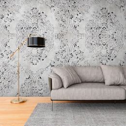 Livingwalls Fototapete LIVING WALLS "THE WALL III Barock-Tapete Motivtapete Ornamente 3D", grau, B:2,8m H:0,02m L:1,59m, Vlies, Tapeten, Vliestapete klassisch f&uuml;r Schlafzimmer K&uuml;che Wohnzimmer Relief Design