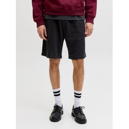 Jack & Jones Sweatshorts JACK & JONES "JPSTKARL BRADLEY PINTUCK SHORT STYD SS26", Herren, Gr. L, N-Gr, schwarz, angeraute Sweatware, Obermaterial: 65% Polyester, 35% Baumwolle, unifarben, loose fit kniebedeckend, Hosen Sweatshorts, Materialmix, relexed fit