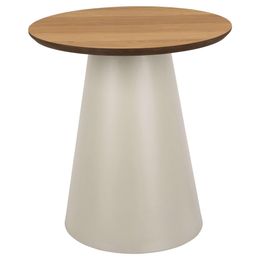 Couchtisch ACTONA GROUP "Soli", grau (hellgrau, hellgrau, natur), B:45cm H:48cm T:45cm, Tische, Couchtisch Holz-Couchtische Runde Couchtische, Rund Couchtisch, Tischplatte matt Eiche, S&auml;ule Gestell grau, &Oslash;65x43cm