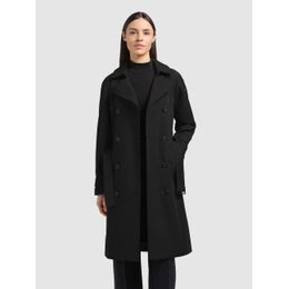 Trenchcoat Khujo "RULA2", Damen, Gr. L, schwarz, Web, 65% Baumwolle, 35% Polyester, unifarben, regular fit h&uuml;ftlang, Raglan&auml;rmel abgesteppte Kante mit Kn&ouml;pfen, M&auml;ntel